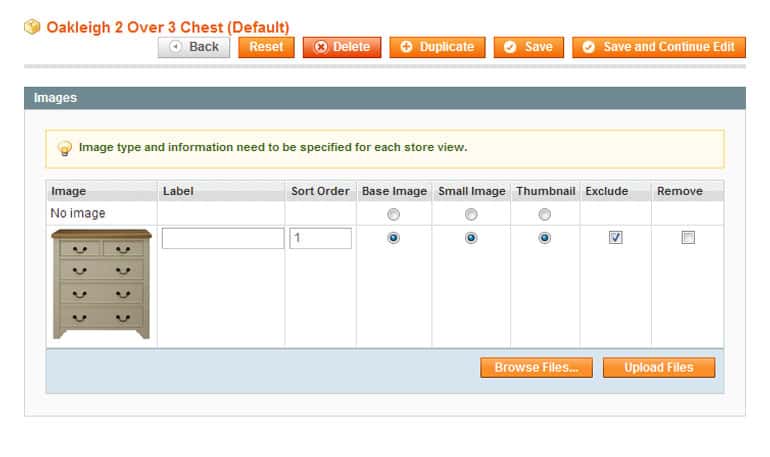 Magento - Set the small & thumbnail image the same as the base - Measured Designs