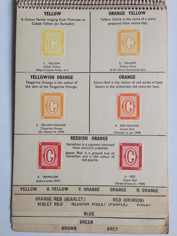 Vintage 1940s colour charts for stamps - Measured Designs