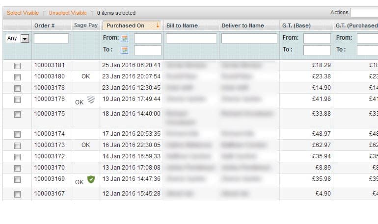 Magento - Blank order view page, showing information text only - Measured Designs